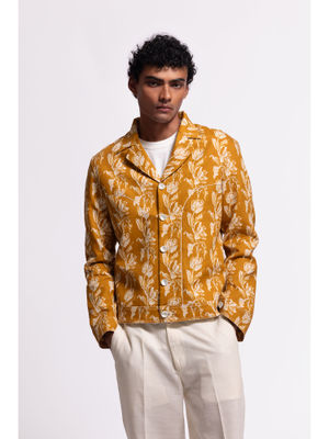 Buy Rohit Bal Floral Mustard Crop Jacket (XS) Online