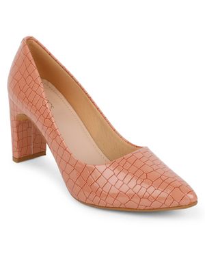 Buy Iconics Peach Women Textured Pumps Online