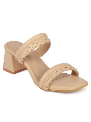 Buy Iconics Beige Women Braided Heels Online