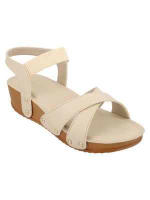 Buy Iconics Beige Women Solid Sandals Online