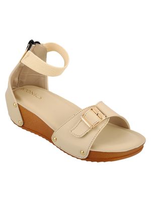 Buy Iconics Beige Women Solid Sandals Online