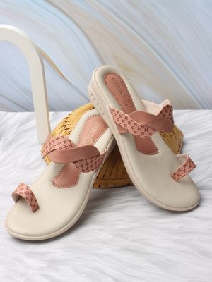 Buy Iconics Peach Women Textured Sequined Flats Online