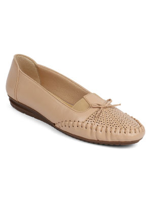 Buy Iconics Beige Women Textured Ballerinas Online