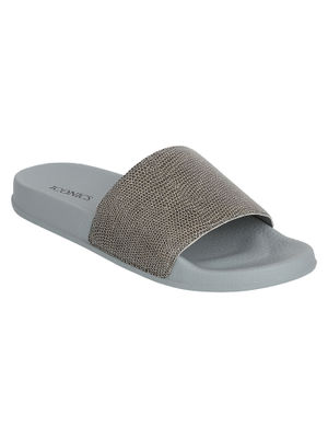 Buy Iconics Grey Women Printed Sliders Online