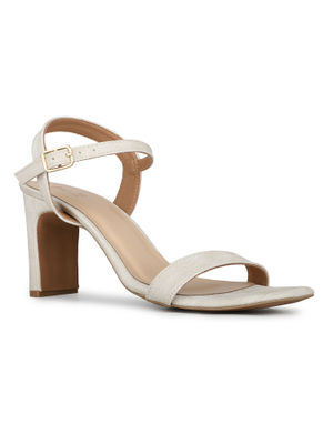 Buy Inc.5 Women Cream Solid Square Toe Party Wear Block Heel Sandals ...