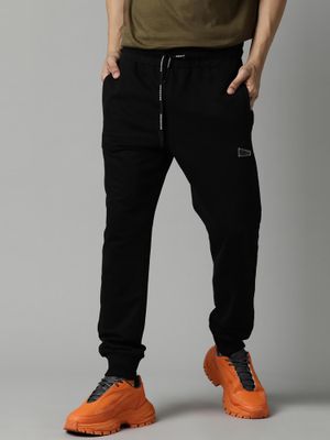 Buy Breakbounce Men Black Regular Fit Knitted Joggers Online