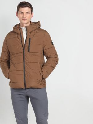 Buy Arrow Sports Solid Logo Badge Hooded Jacket Online