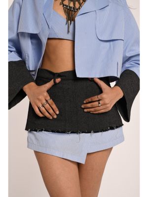 Buy The Label Jenn Blue and Black Pinstripe Skort (XXS) Online