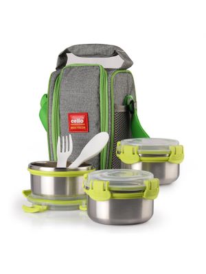 Buy CELLO Max Fresh Estella Stainless Steel Lunch Box Set, 300Ml, Green ...