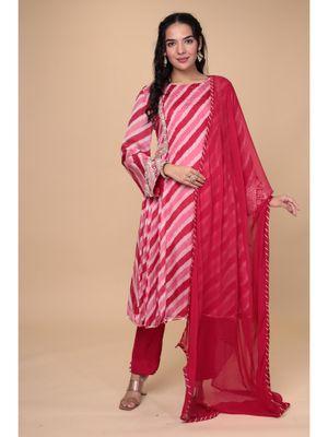 Buy Zari Jaipur Silk Kurta with Trouser and Dupatta (Set of 3) (S) Online