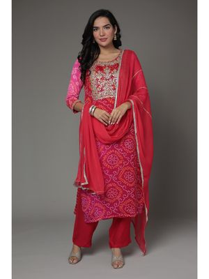 Buy Zari Jaipur Chiffon Kurta with Trouser and Dupatta (Set of 3) (S ...