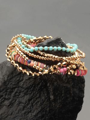 Buy Zaveri Pearls Multicolor Beaded Contemporary Multistrand Stretch ...