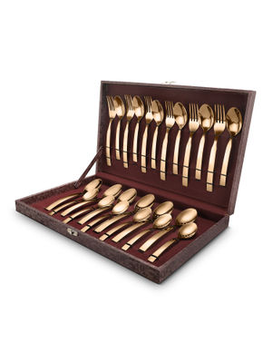 Buy FNS Allie 24 pcs Stainless Steel Rose Gold Cutlery Set with ...
