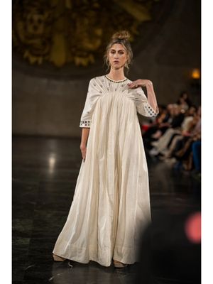 Buy HOUSE OF LEELA White Alita Embroidery Maxi (S) Online