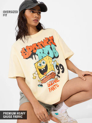 Buy The Souled Store Official Spongebob Meh Women Oversized Printed T ...