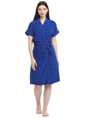 Buy Creeva Royal Blue Micro Terry Bath Robe Online