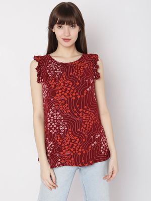 Buy VERO MODA Women Printed Red Top Online