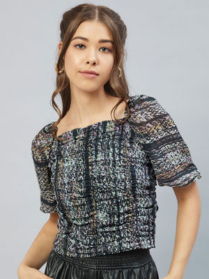 RARE tops_women_westernwear : Buy RARE Women Casual Navy Blue Colour ...