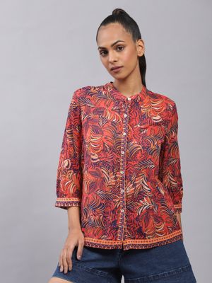Buy Label Ritu Kumar Red Printed Shirt (L) Online