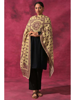 Buy Folksong Beige Printed Shawl Online