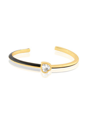 Buy Isharya Black Sweet Heart Cuff In 18Kt Gold Plated Bracelet (M) Online