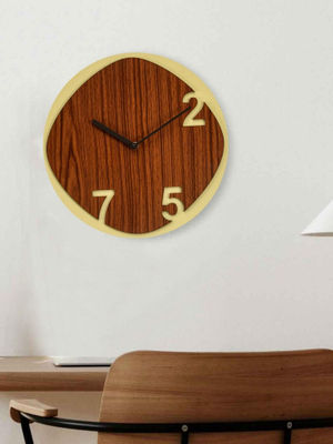 Buy At Home by Nilkamal Rhombus Wooden Analog Wall Clock (Brown & Cream ...