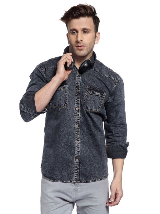 Buy Stylish Grey Denim Shirts Collection At Best Prices Online