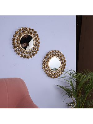 Buy Amaya Decors Gold Rose Mirror Set of 2 Online