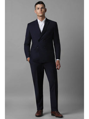 Buy Louis Philippe Men Navy Blue Slim Fit Checks Full Sleeves Suits ...