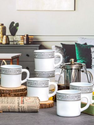 Buy CELLO Opalware Solitaire Tea, Coffee Mug (Set of 12) Online