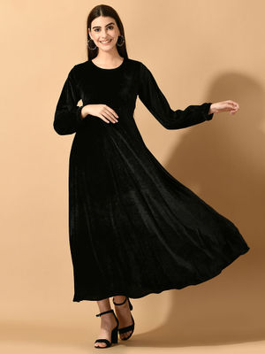 Buy MYSHKA Women Black Fit And Flare Party Dress Online