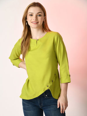 Buy MYSHKA Women Green Solid Tunic Online