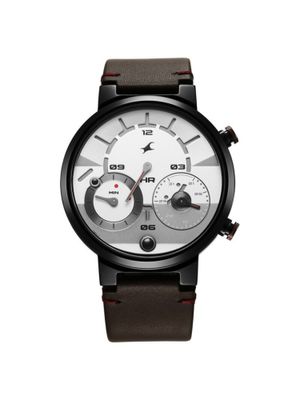 Buy Fastrack Gambit White Dial Leather Analog Watch - 3309NL01 Online
