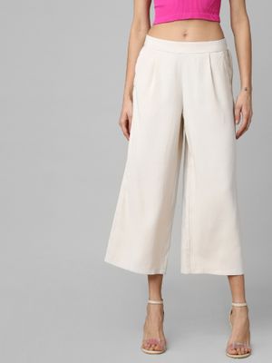 Buy ONLY Women Solid Off White Pant Online