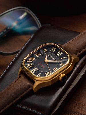 Buy Earnshaw Coussin Automatic 22 Jewels Black Square Dial Men Watch ...