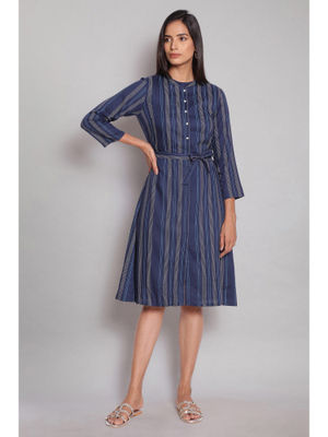 Buy WISHFUL by W Blue Stripes Dress Online