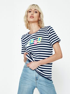 Buy COVER STORY Stripes "mood" Graphic Tshirt Online