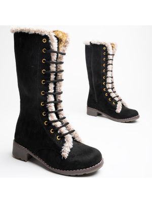 Buy Shoetopia Women Solid Black Boots Online