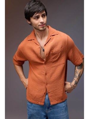 Buy FREAKINS Breezy Relaxed Rust Shirt Online