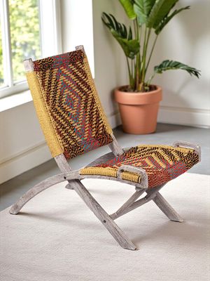 Buy Ikiriya NatWest Relaxing Lounge Chair Assorted Chindi & Yellow Rope ...