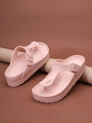 Buy Truffle Collection Pink Solid Sandals Online