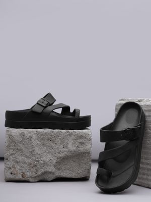 Buy Truffle Collection Black Solid Sandals Online