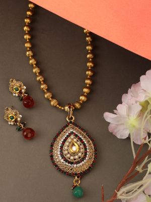 Buy Anika's Creations Traditional Antique Gold Plated Jewellery Set Online