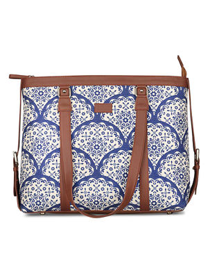 Buy Zouk Womens White Printed Office Shoulder Bag for 15.6 Inch Laptop ...
