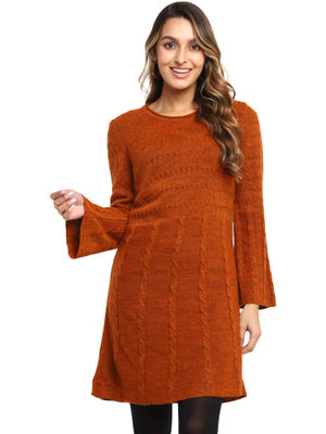 Buy Taurus Rust Woven Flat Knit Dress For Women online