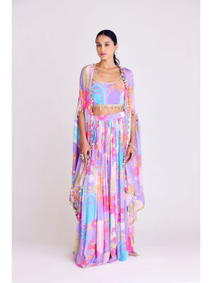 Buy Basanti Kapde aur Koffee Multi-Color Printed Lehenga with Blouse ...