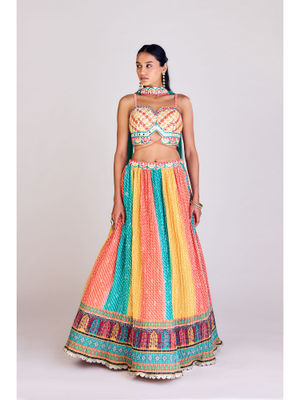 Buy Basanti Kapde aur Koffee Multi-Color Lehenga with Blouse and ...