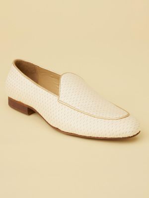 Buy Manyavar Soft Ivory Self Patterned Mens Ethnic Loafers (UK 6) Online
