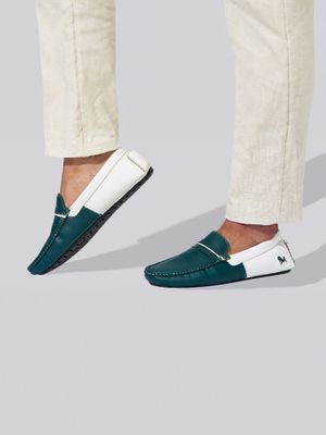 Buy Neeman's Color Block Green Loafers (UK 6) Online