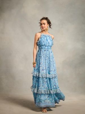 Buy Style Island Blue Laura Printed Maxi Dress (XS) Online